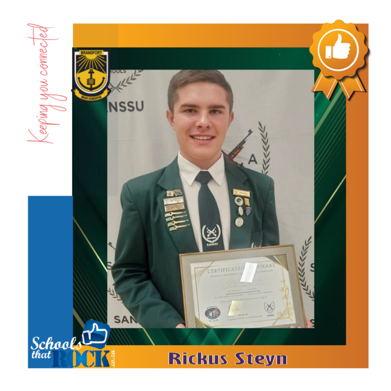 SANSSU-span - Hoërskool SPS Brandfort trots op Rickus Steyn